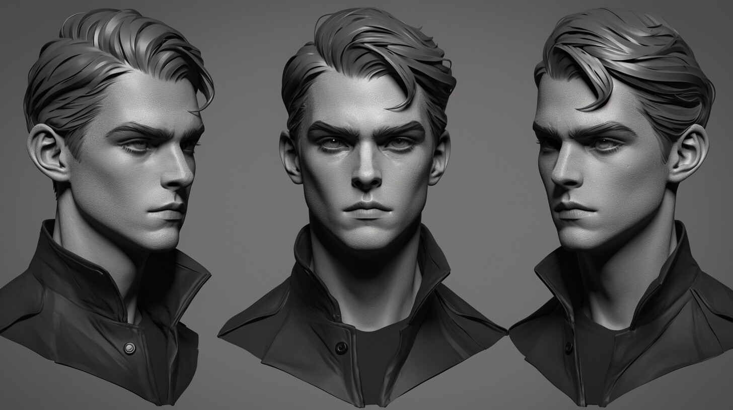 3D Head Sculpt References in 4K - Tika Art - +300 Prince Male Head ...