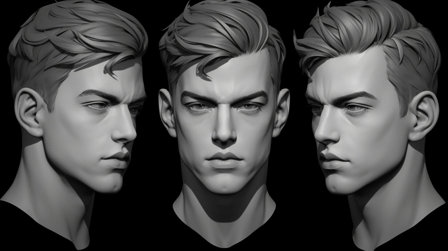 3D Head Sculpt References in 4K - Tika Art - +300 Prince Male Head ...