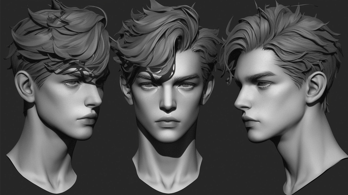 3D Head Sculpt References in 4K - Tika Art - +300 Prince Male Head ...