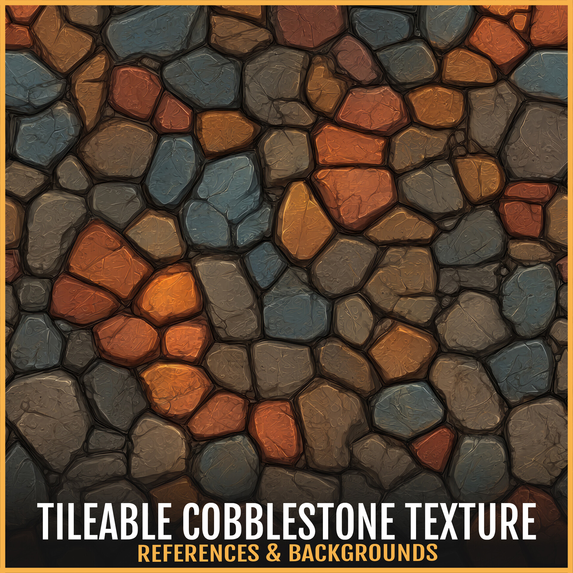 Artificial Dimension - 303 Tileable hand-painted cobblestone texture