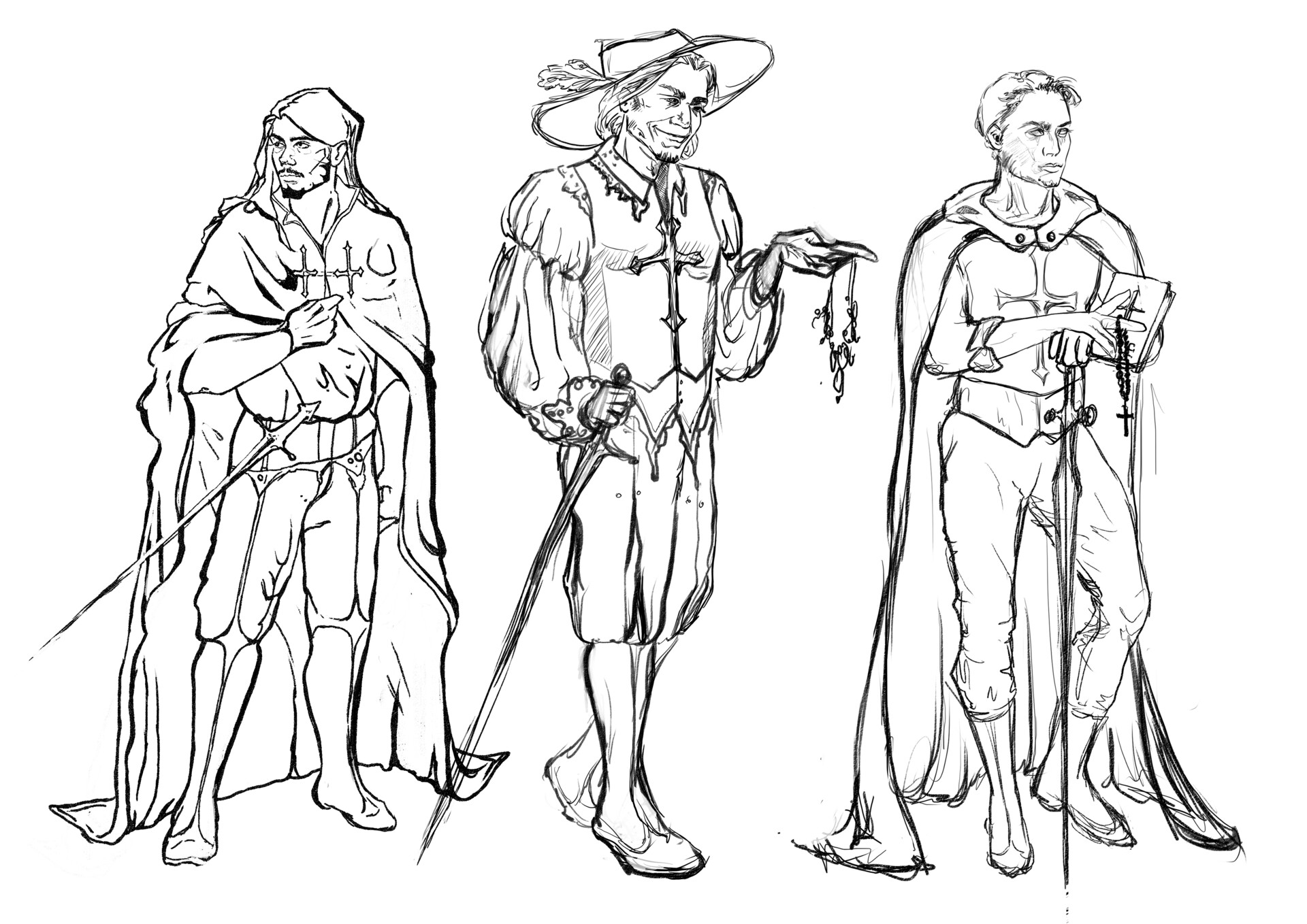 ArtStation - "The three musketeers" concept art sketches