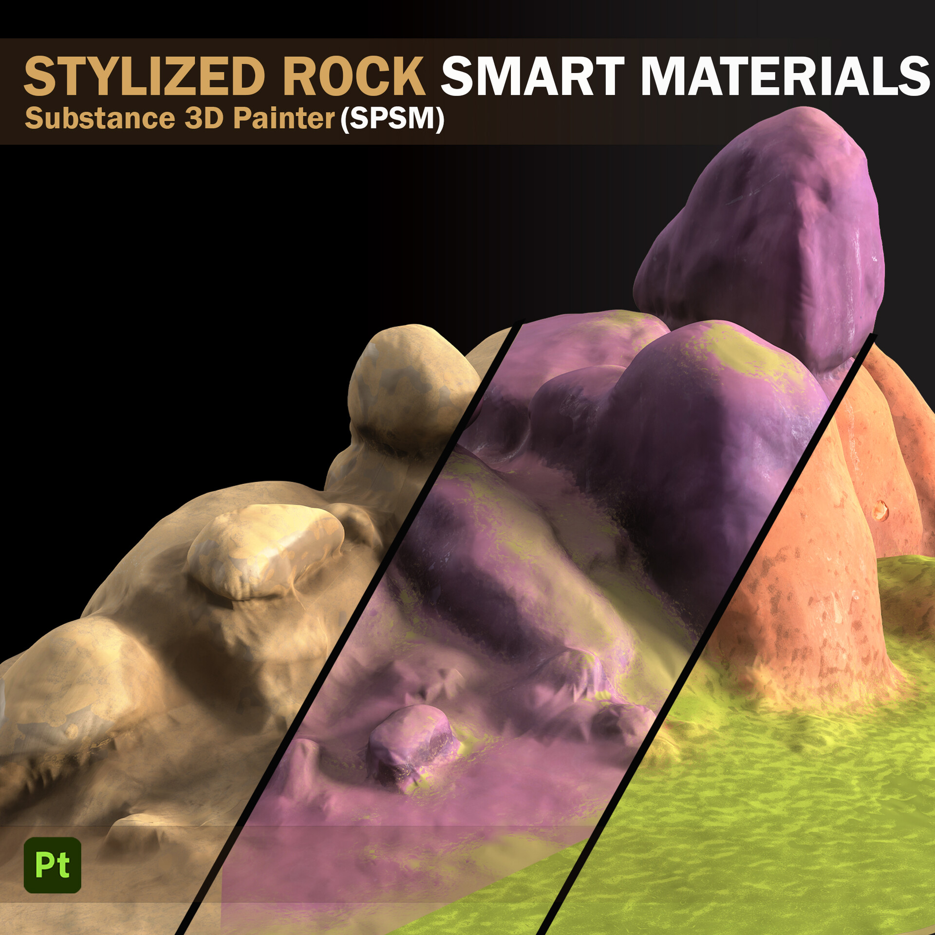 ArtStation - 21 Stylized Rock SMART MATERIALS – Substance 3D Painter