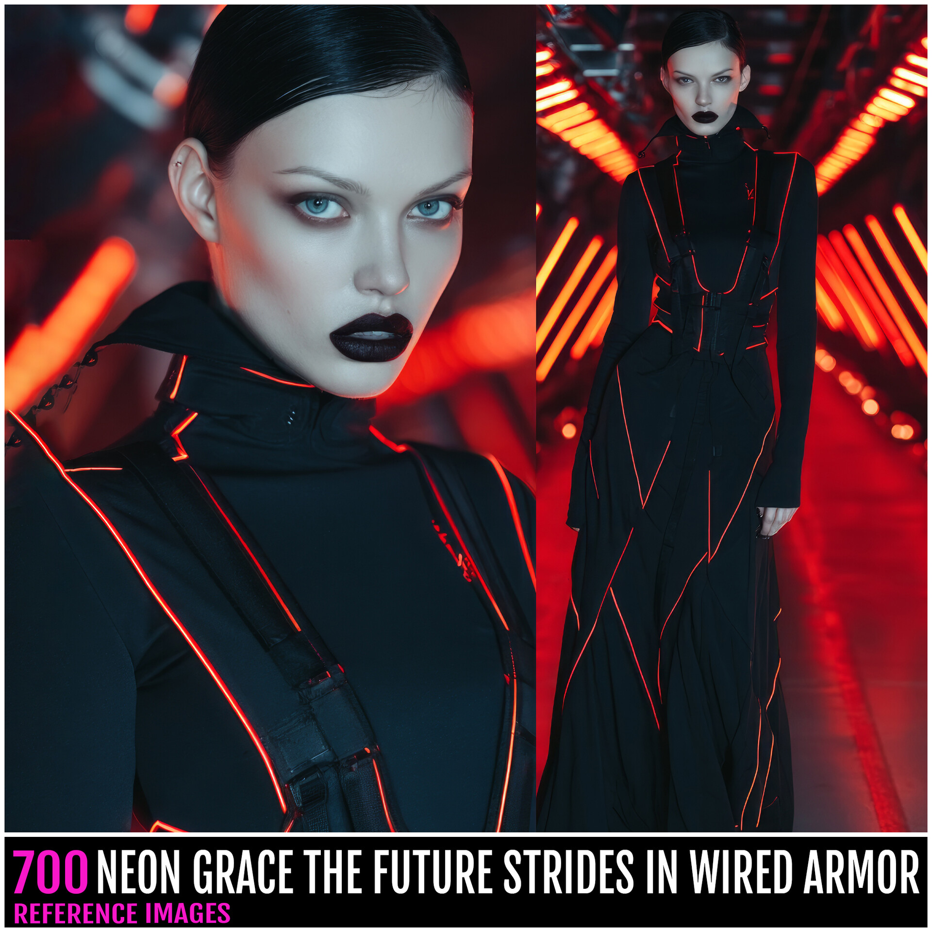ArtStation - 700 NEON GRACE THE FUTURE STRIDES IN WIRED ARMOR