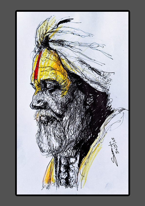 ArtStation - A Hindu Monk Sketch