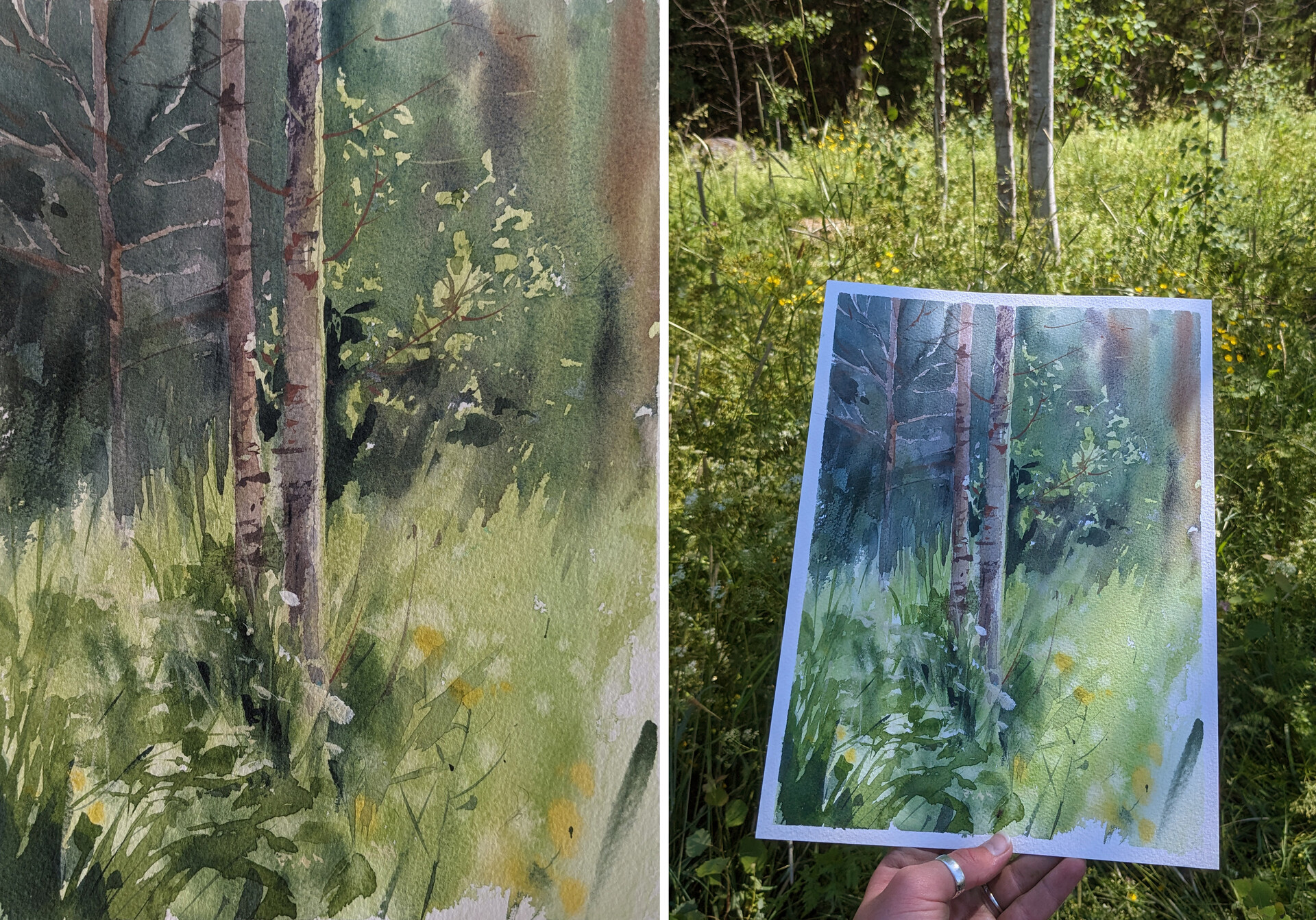 Alena Marchenko - Watercolour Plein Air - Trees studies