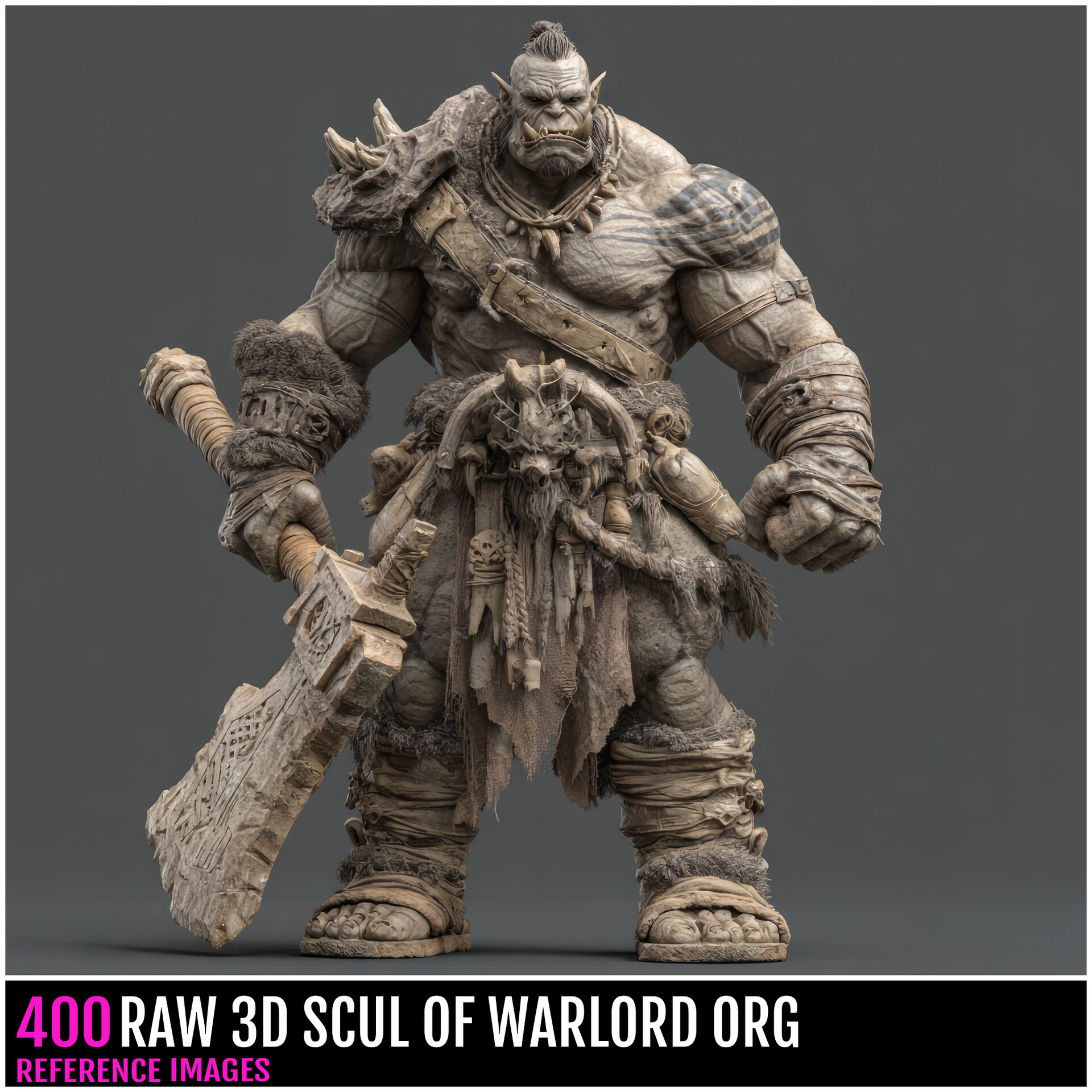 ArtStation - 400 RAW 3D SCUL OF WARLORD ORG