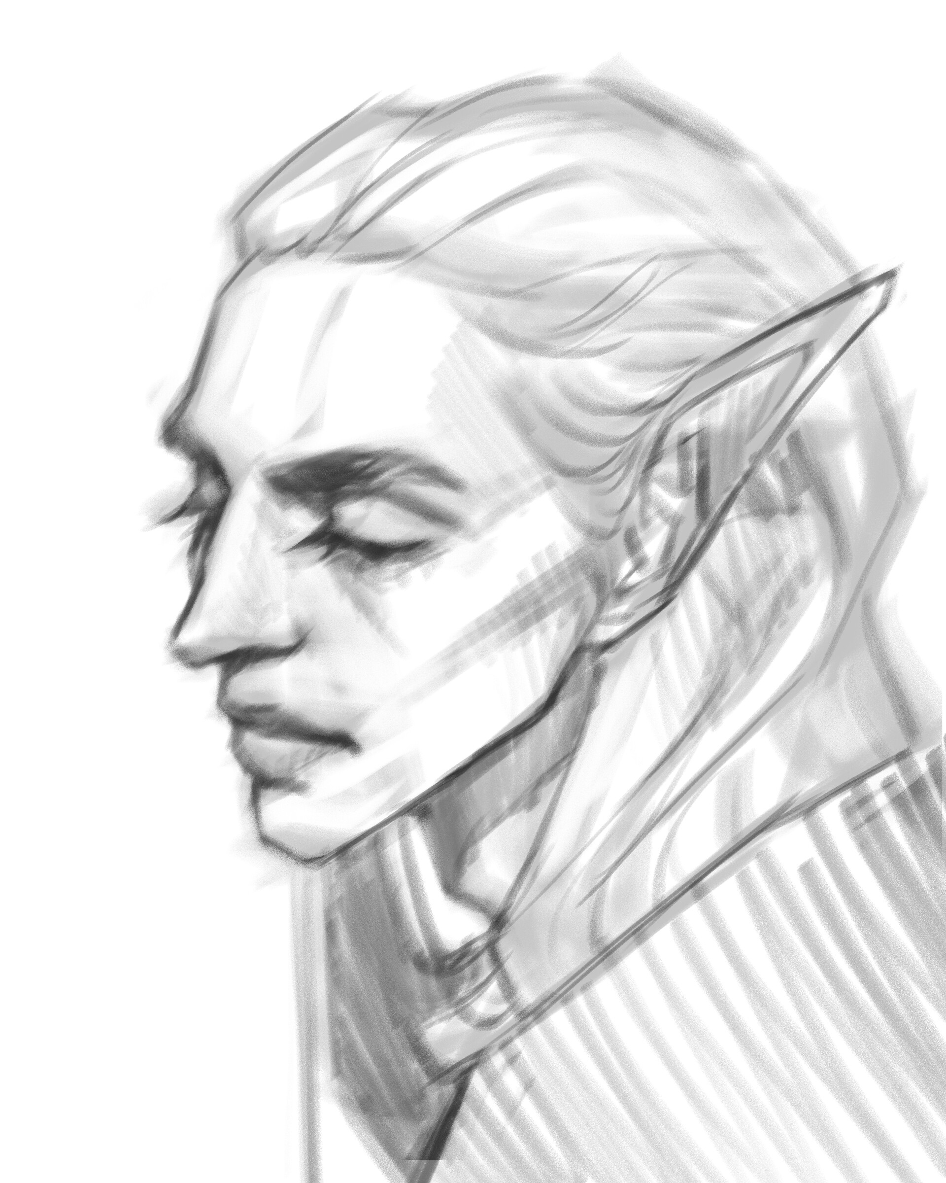 ArtStation - Thoughtful Elf sketch