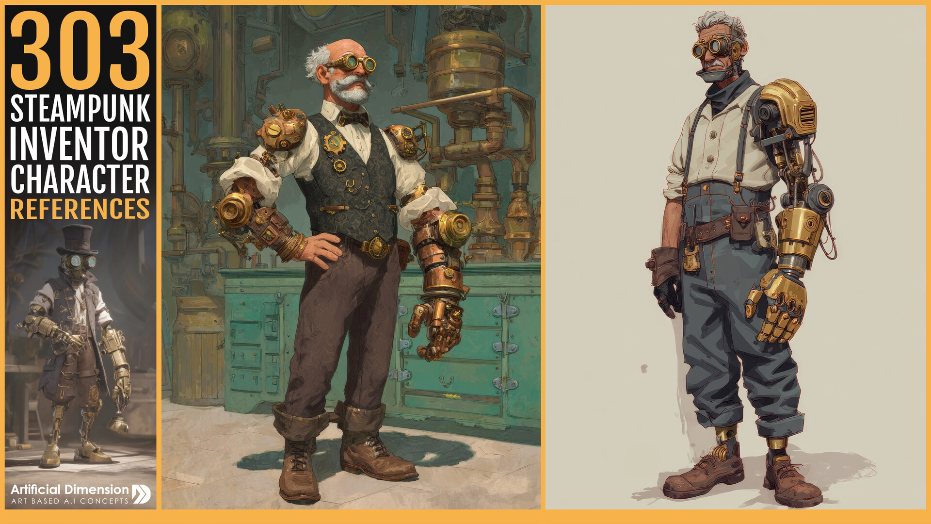 Artificial Dimension - 303 Steampunk inventor character