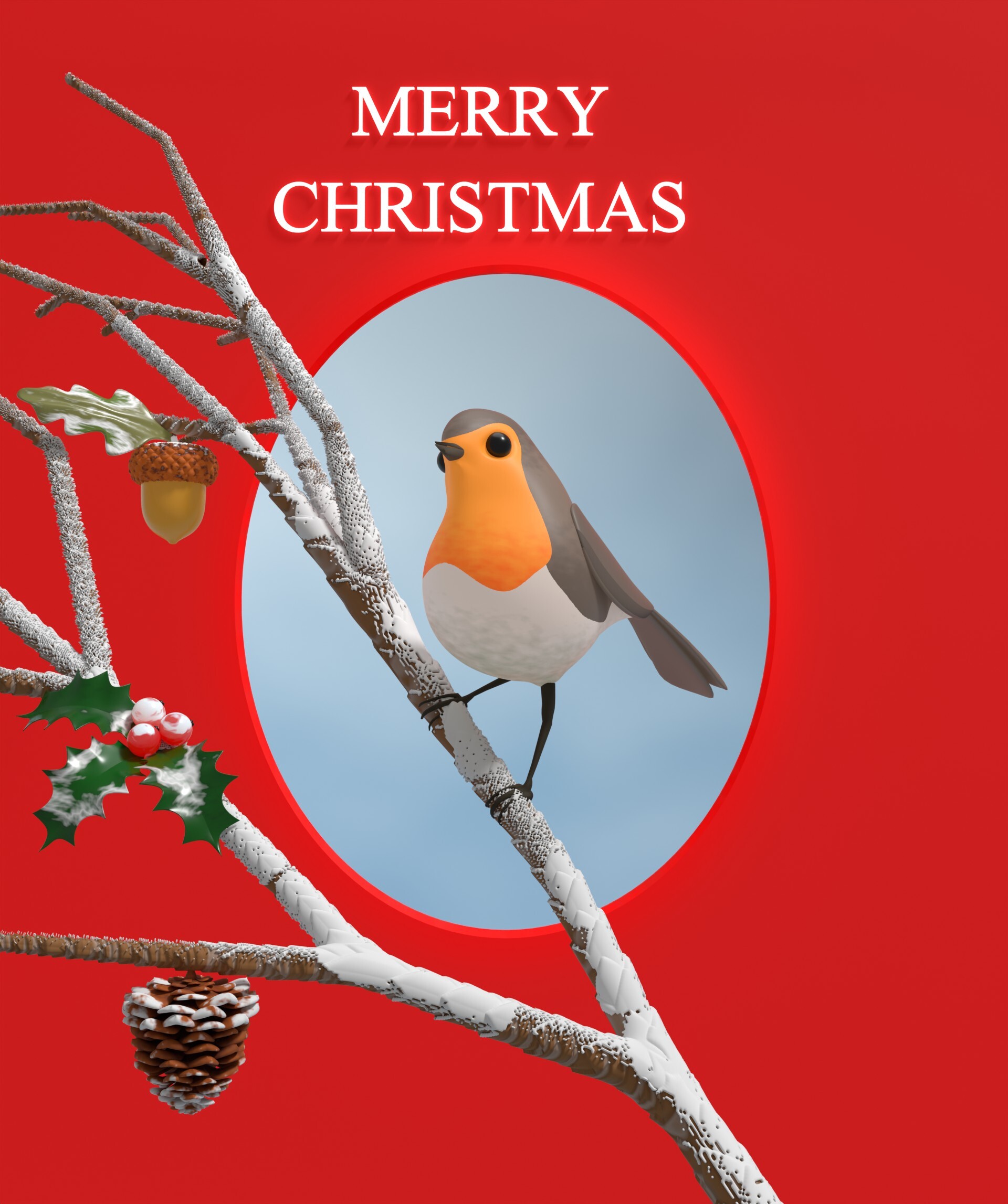 ArtStation - Robin Bird - Christmas Card - Basic 3 Poses - XMas Props