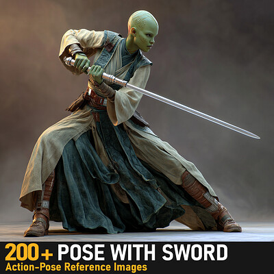 action pose sword