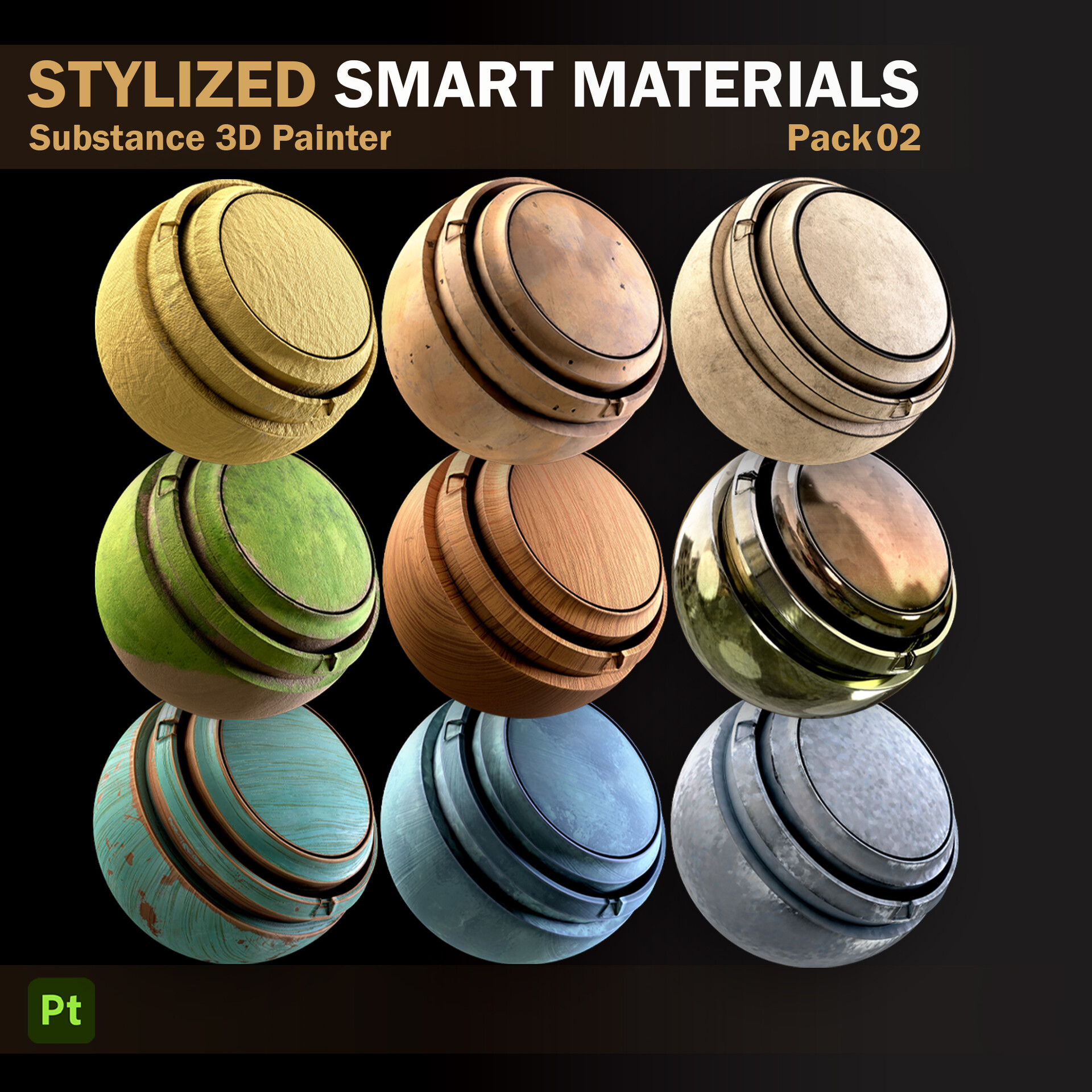 ArtStation - 30 Stylized SMART MATERIALS_Pack02 – Substance 3D Painter