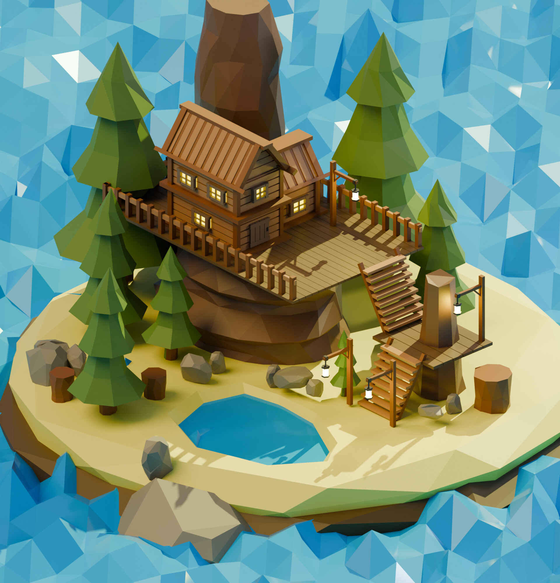 ArtStation - Low Poly Tree house