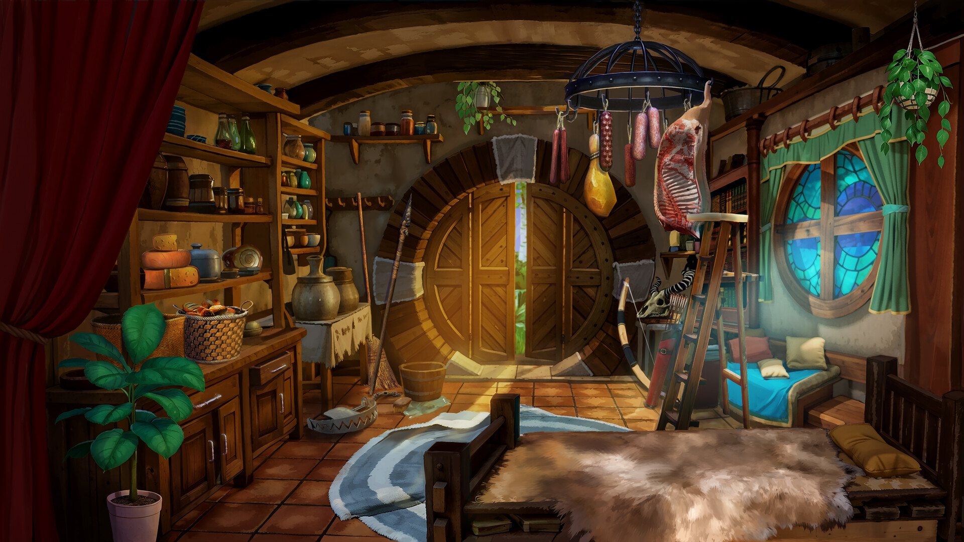 ArtStation - Hunter’s Cabin – Cozy Fantasy Interior