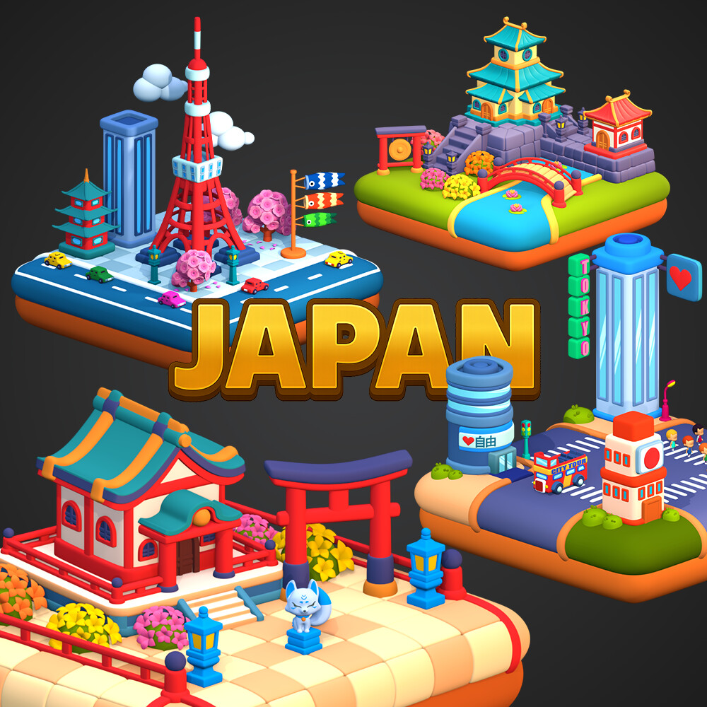 ArtStation - Isometric Tokyo (Mobile game art)