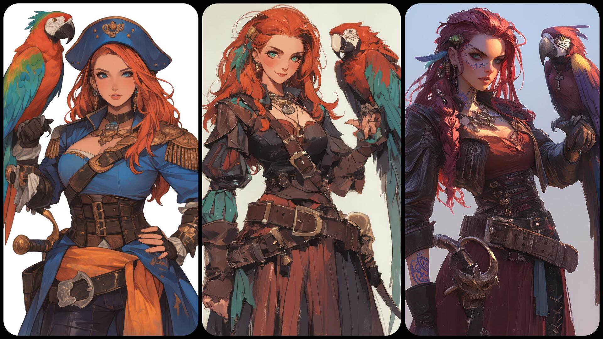 Ferial Studio - 🔹210 Female Pirate - Cartoon Character Reference Image ...