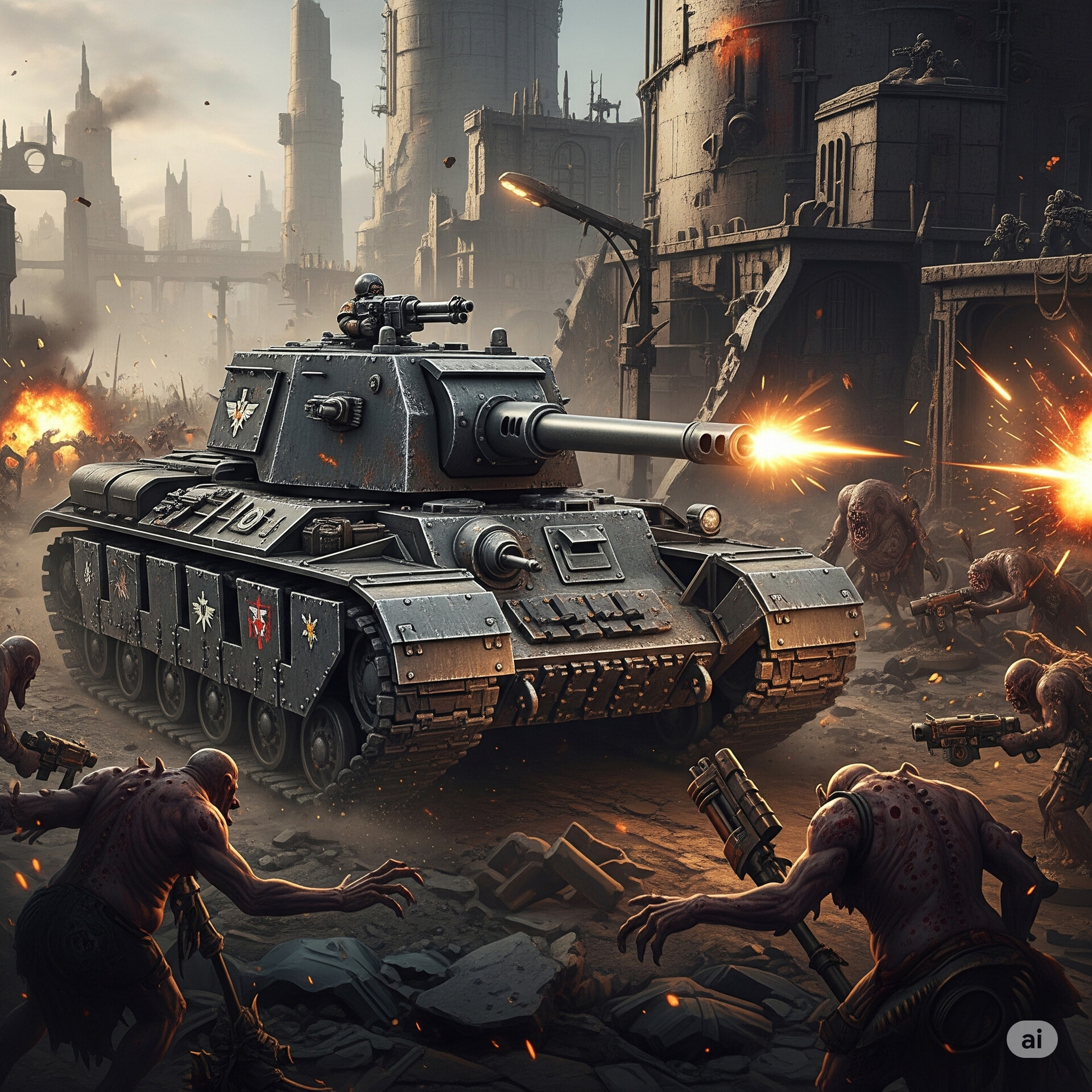 ArtStation - Battle - AI generated tank