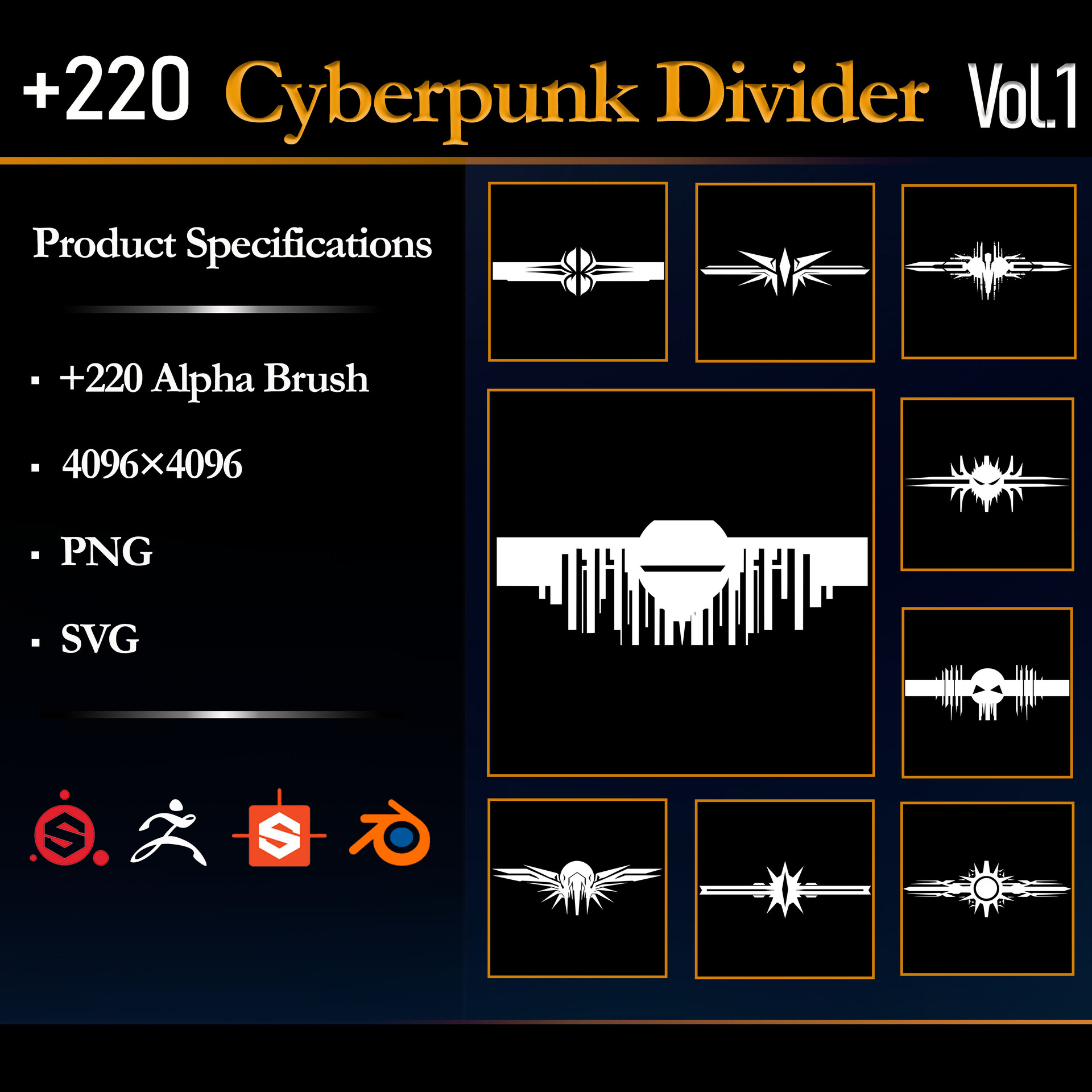 ArtStation - +220 Cyberpunk Divider - vol.1