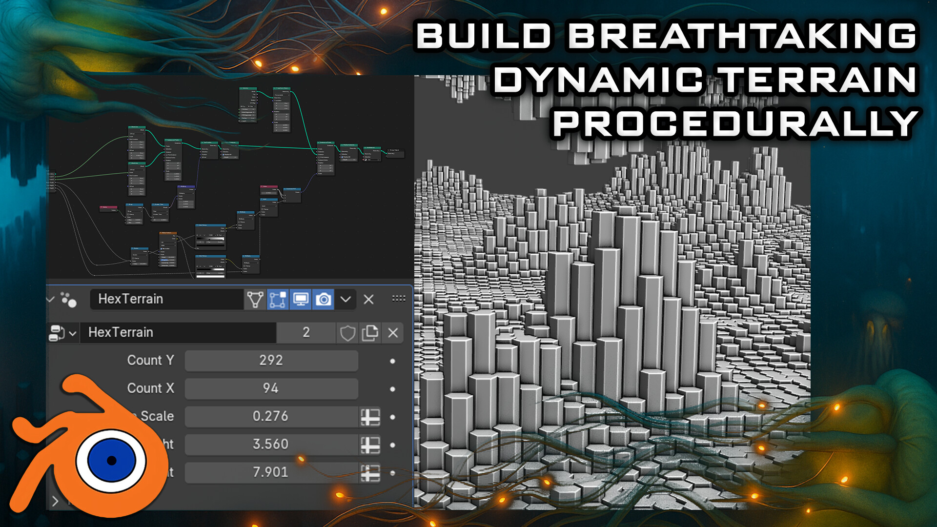 3D Tudor - Blender Geometry Nodes Alien Worlds – Tentacles, Terrain ...