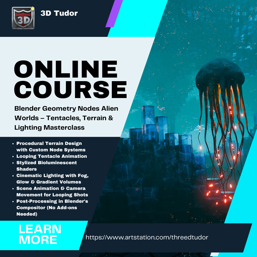 3D Tudor - Blender Geometry Nodes Alien Worlds – Tentacles, Terrain ...