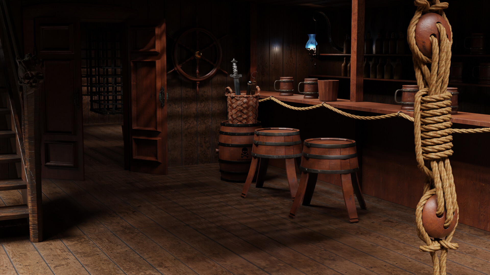ArtStation - Rustic Tavern Interior – 3D Environment in Blender