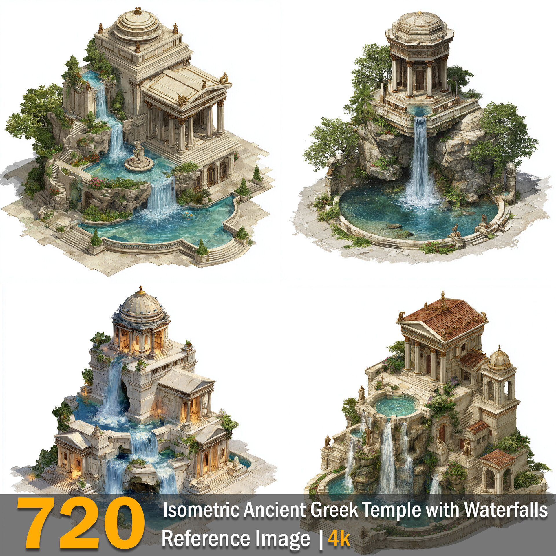 ArtStation - Isometric Ancient Greek Temple with Waterfalls | Reference Images | 8K