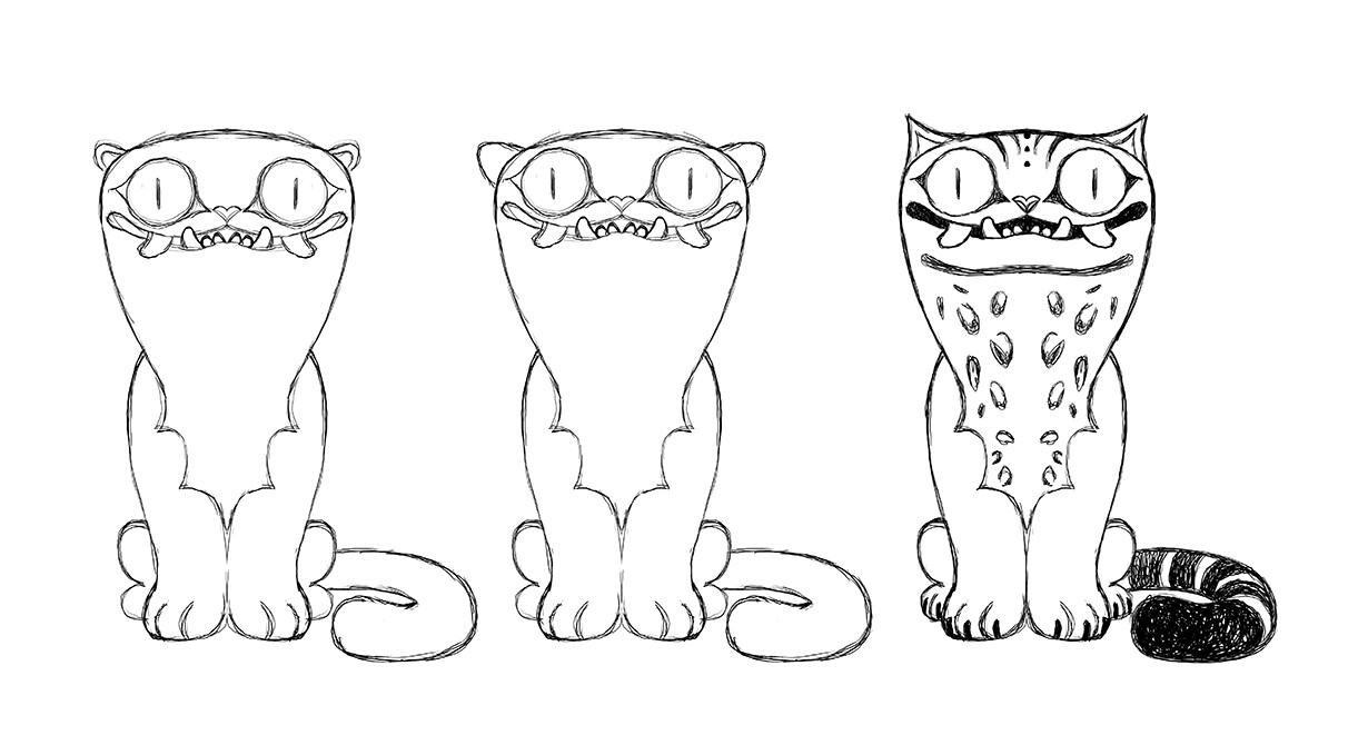 derpy cat line drawing