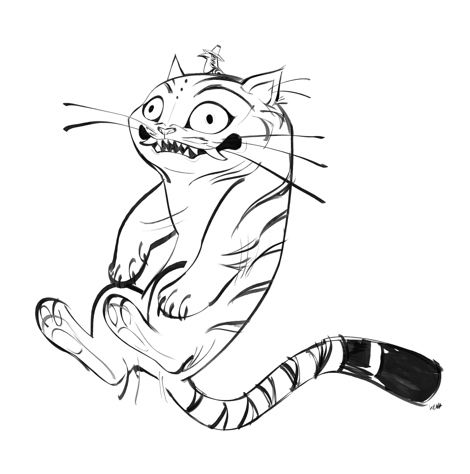 derpy cat line drawing