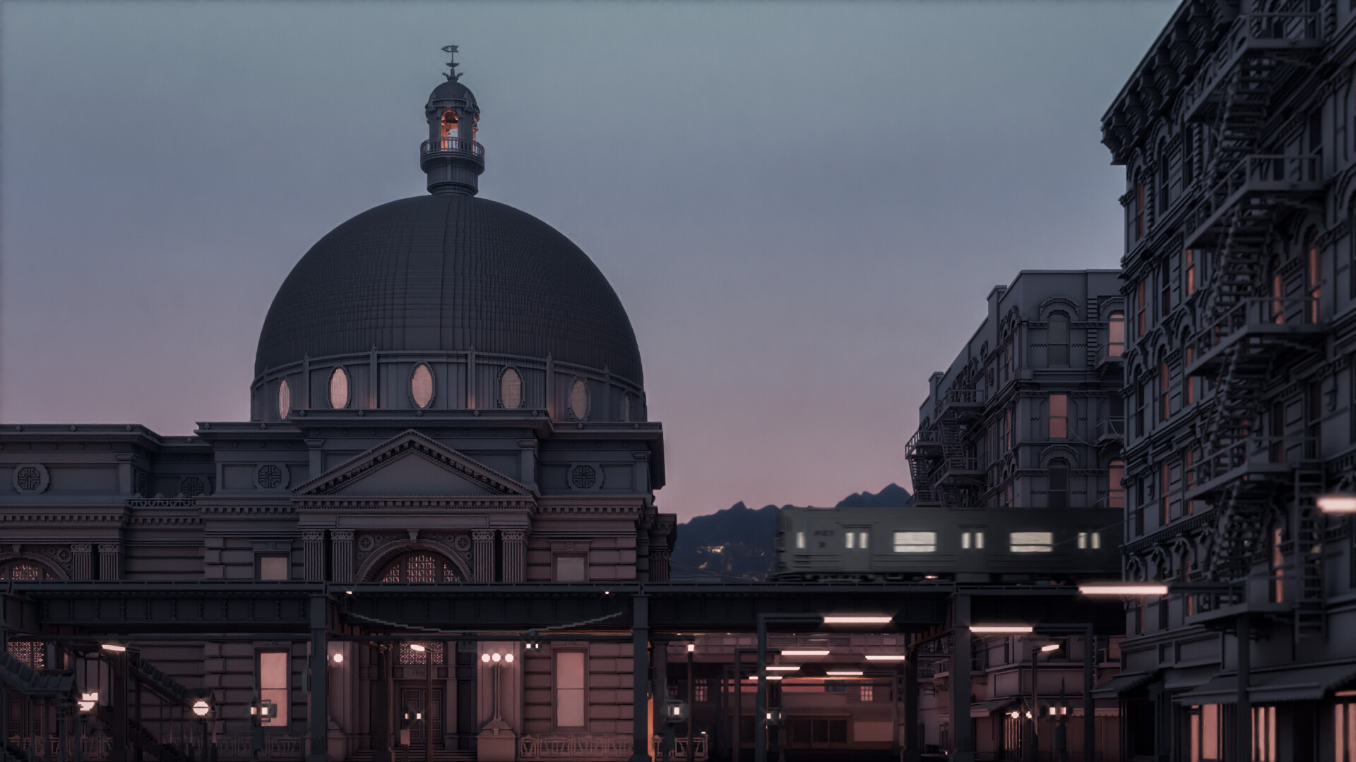 Fred Wallace - Voxel buildings + Train