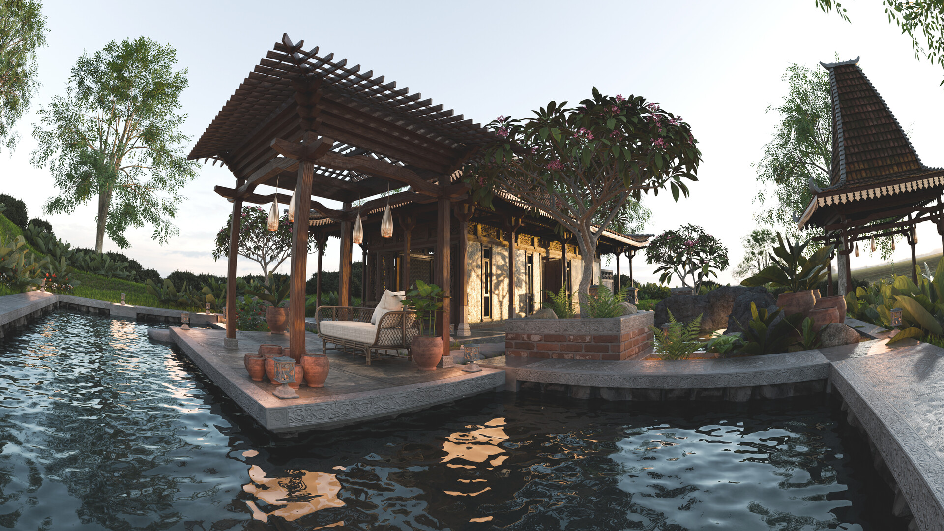 ArtStation - Concept for Resort, Javanese Nusantara Theme - "Rumah Joglo"