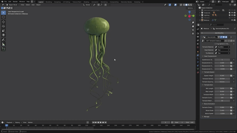 3D Tudor - Blender 3DT Tentacle Creature Geometry Node