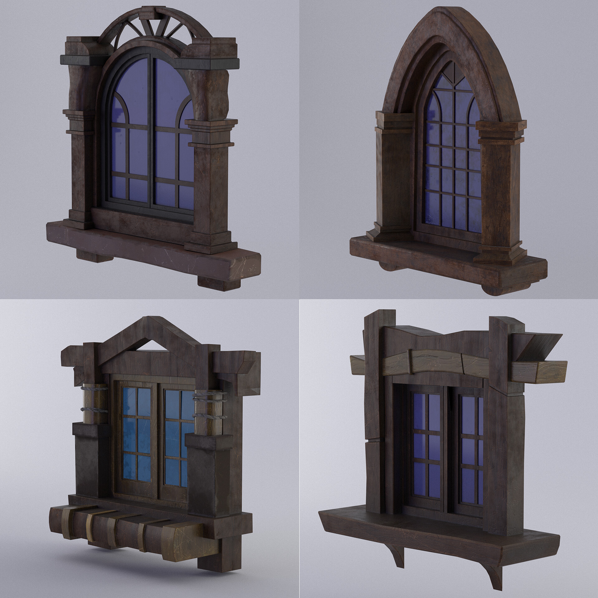 ArtStation - Stylized Medieval/Fantasy Window Set – 23 Unique Designs