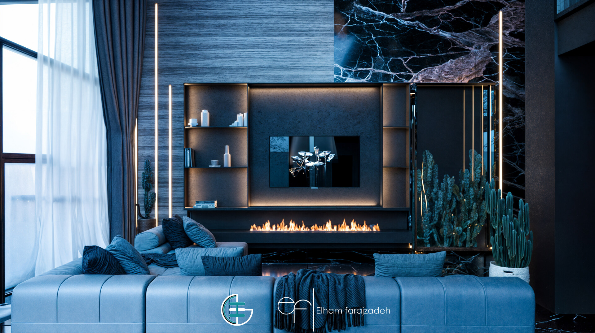 ArtStation - This modern loft-style residential interior