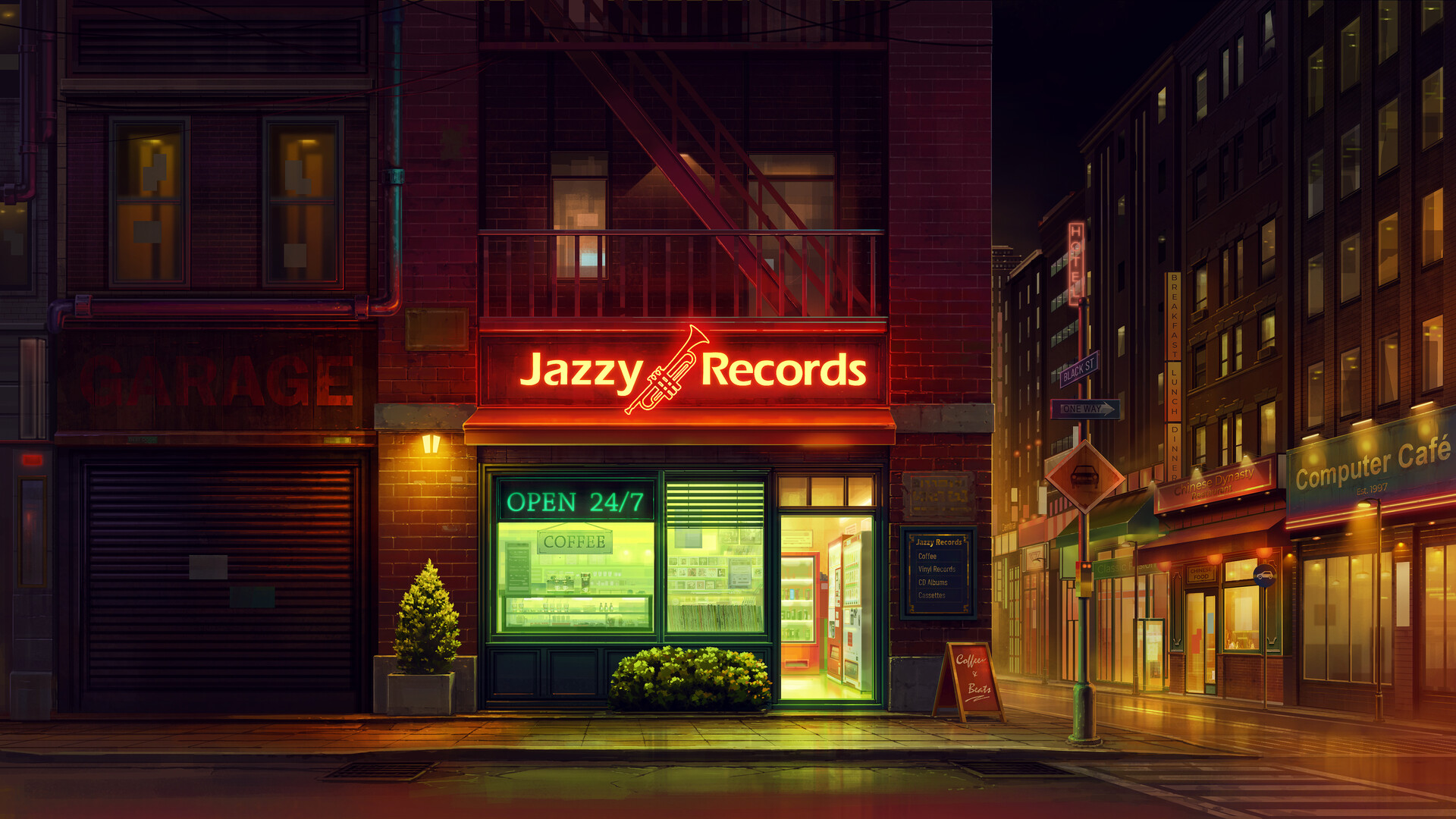 ArtStation - Nights at the record shop