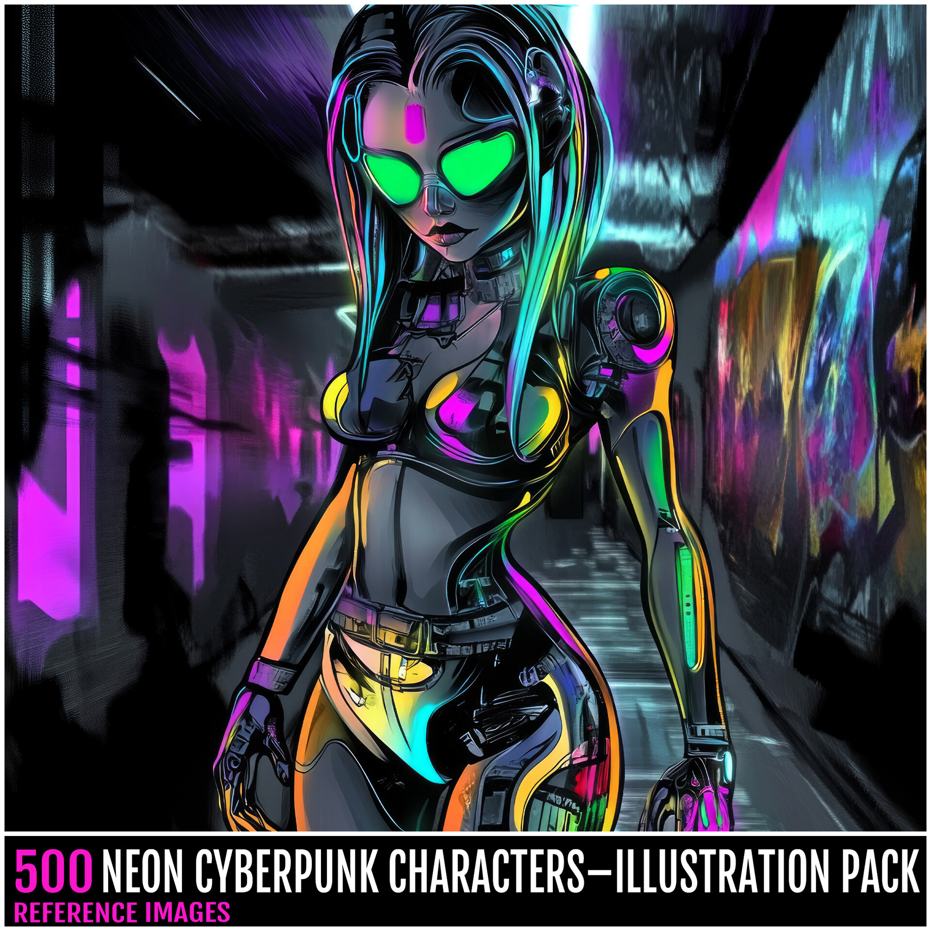 ArtStation - 300 NEON CYBERPUNK CHARACTERS – DIGITAL ILLUSTRATION PACK