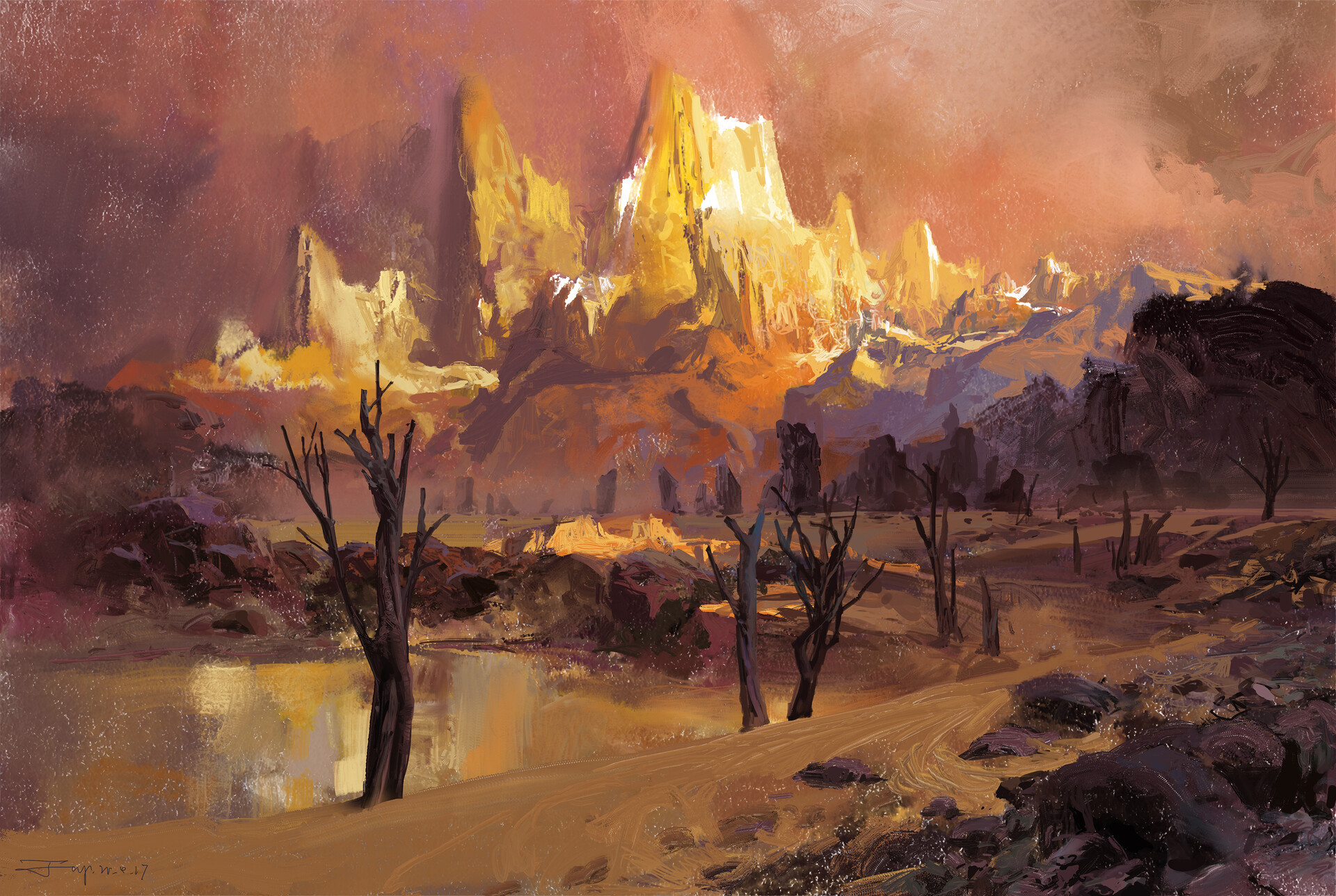 ArtStation - The mountain on fire