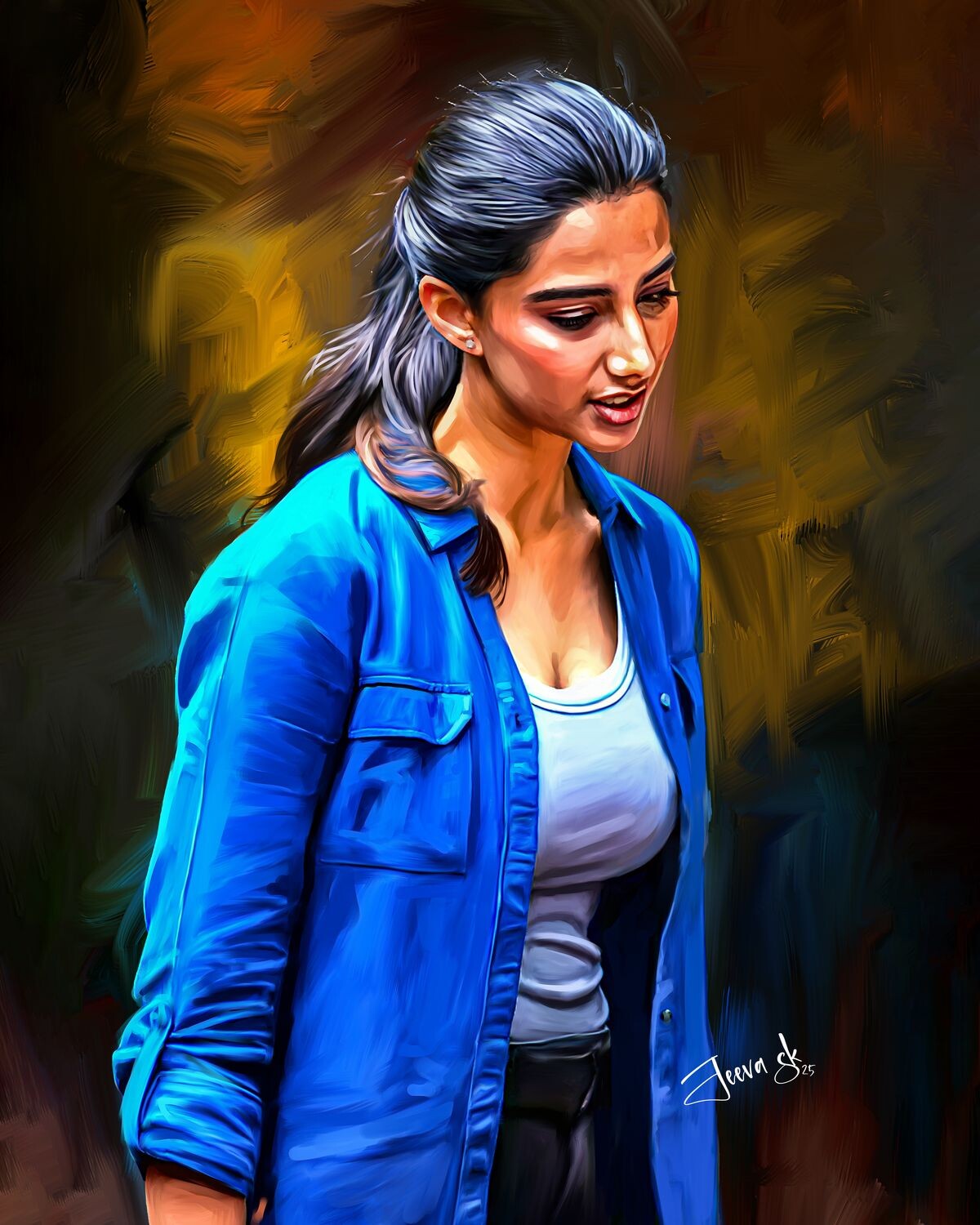 Jeeva Artist SK - Actress Meenakshi Chaudhary Painting 2025