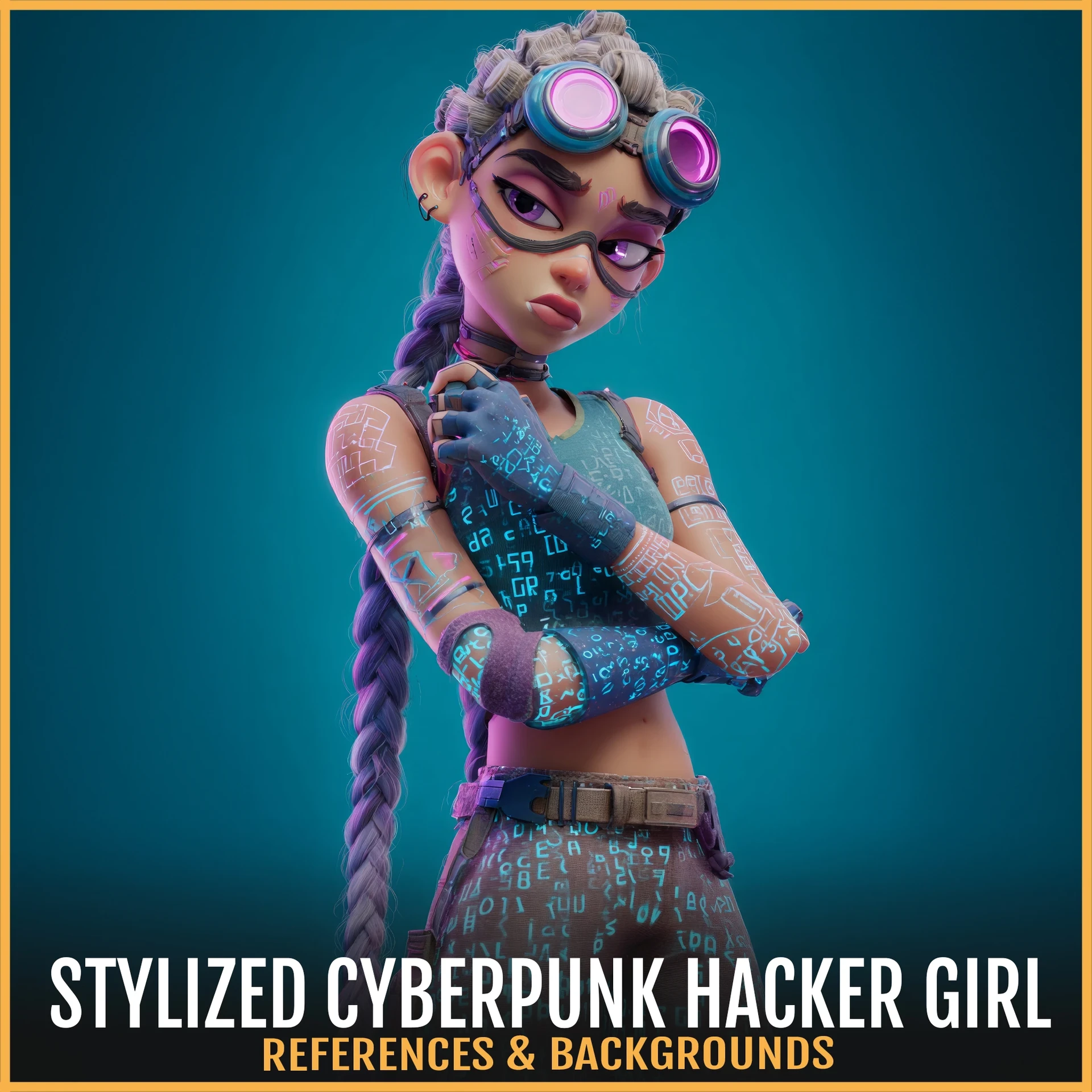 ArtStation - 303 Stylized Cyberpunk Hacker Girl