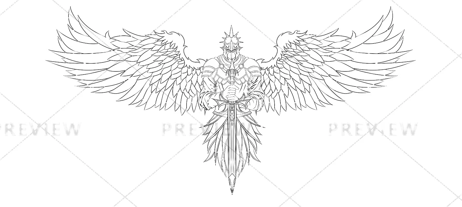 warrior angel coloring page