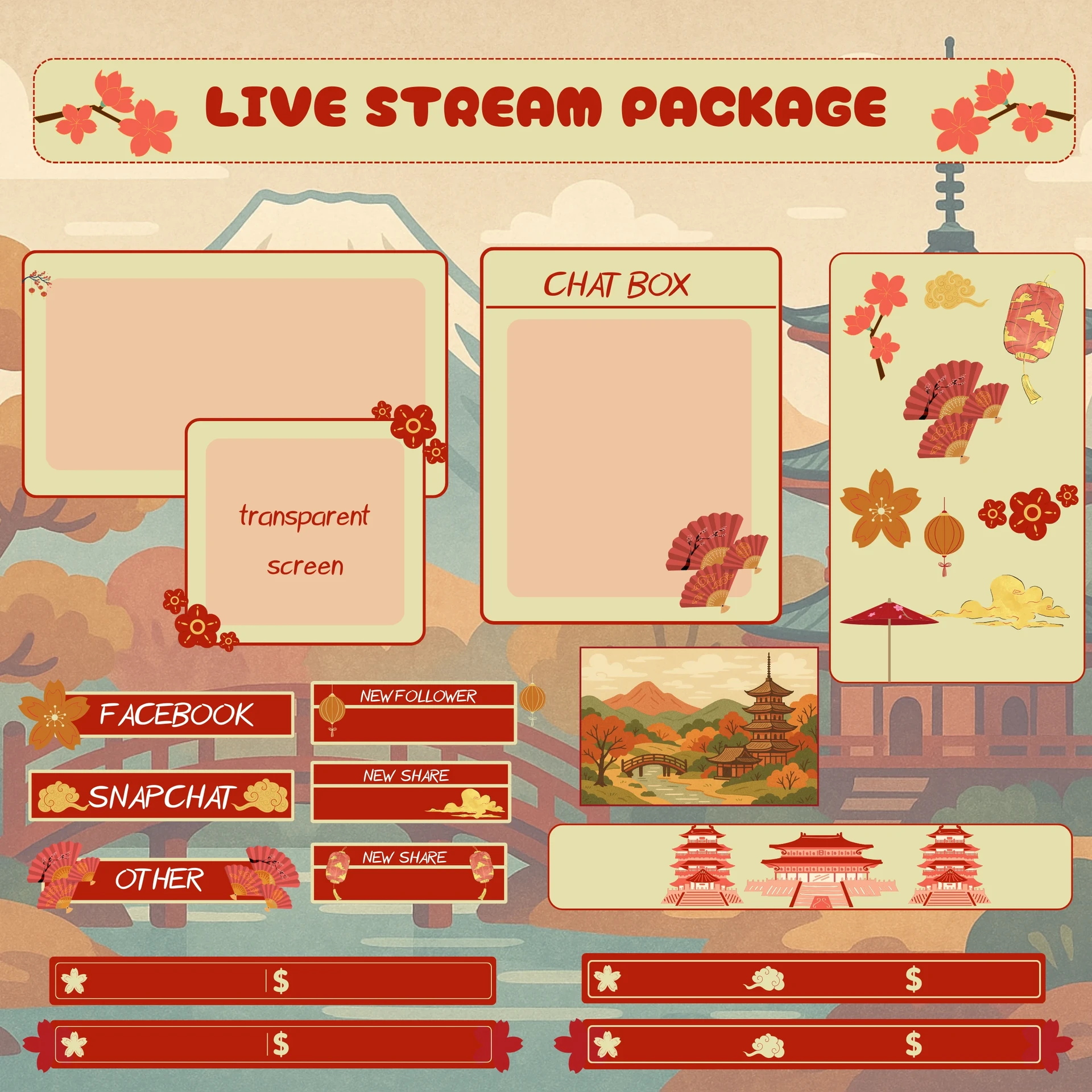 ArtStation - Stream Overlay - Japanese style traditional Overlay For ...