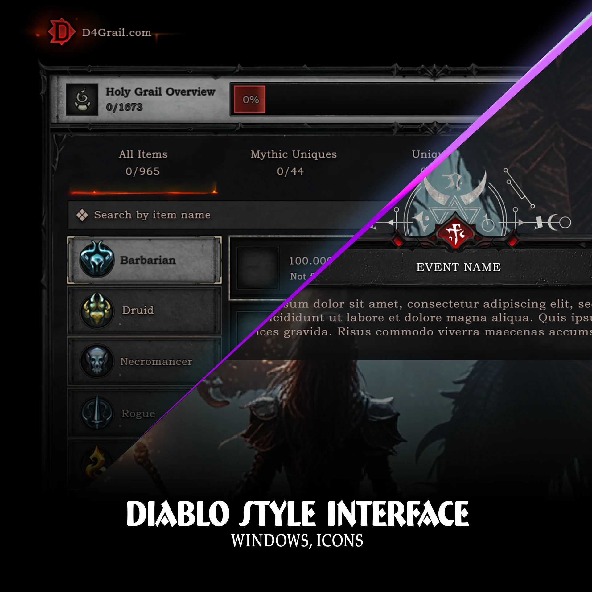 ArtStation - UI fantasy in the style of Diablo - Screens (Mobile game)+PC
