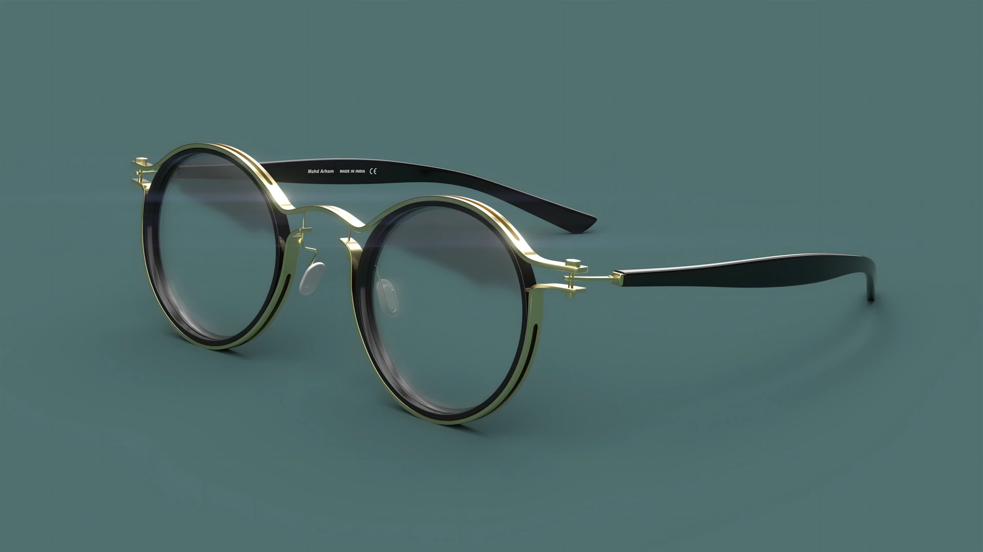 ArtStation - VINTAGE GOLD METAL RIM GLASSES