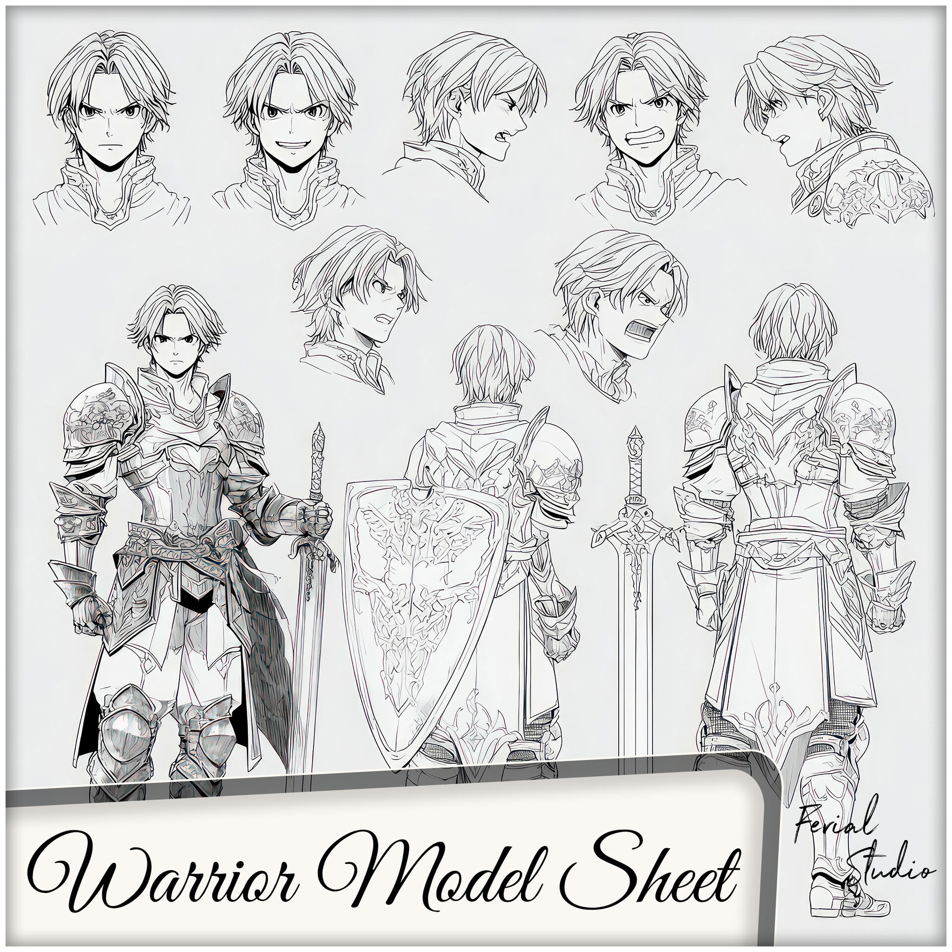 ArtStation - 240 Warrior Model Sheet - Sketch Reference Image Pack v.19 ...