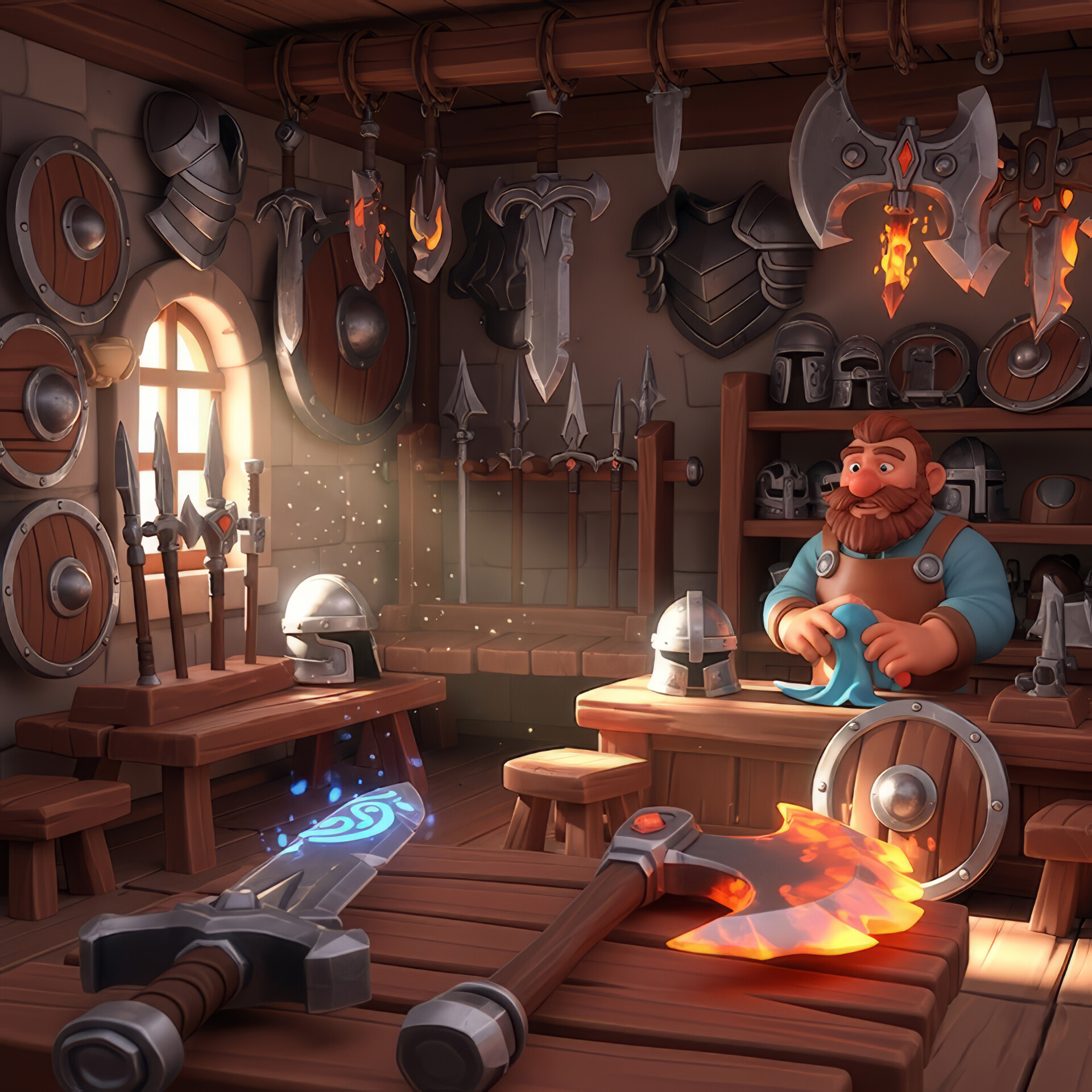 ArtStation - Stylized Medieval Weapon Shop | Low Poly Game Asset ...