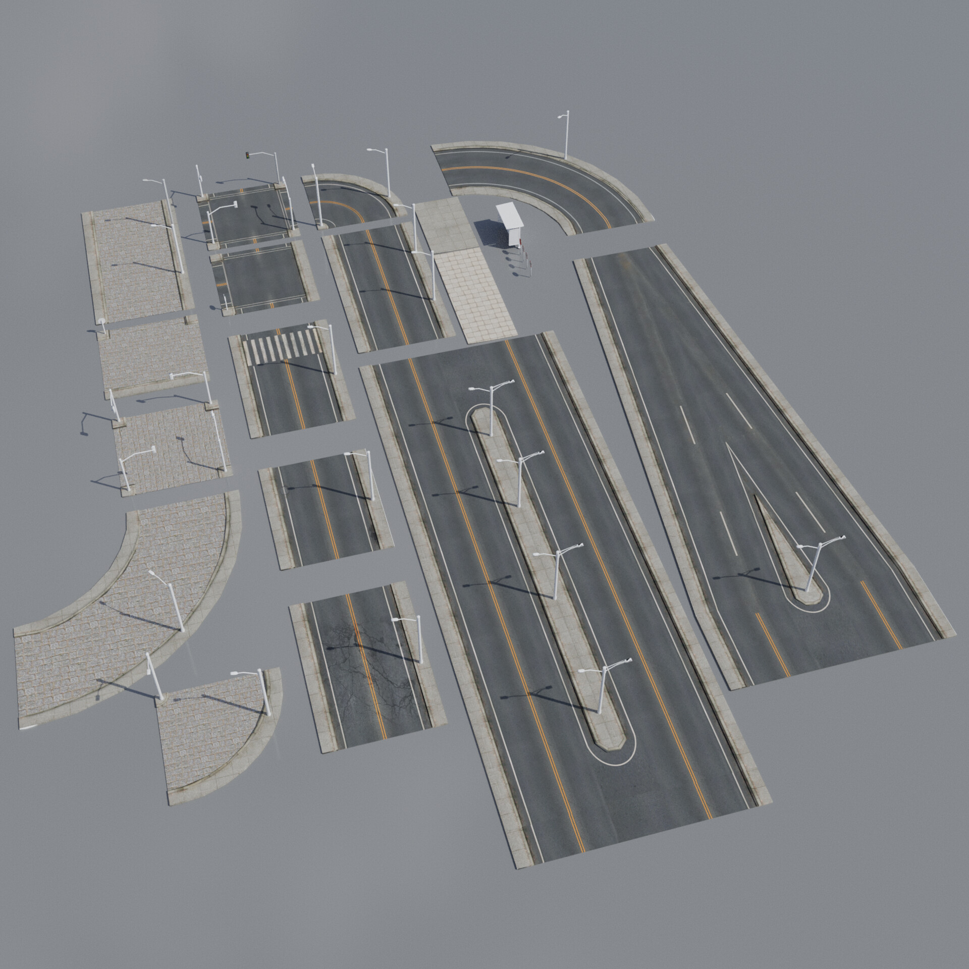 ArtStation - Modular City Street Kit | Road & Sidewalk Assets