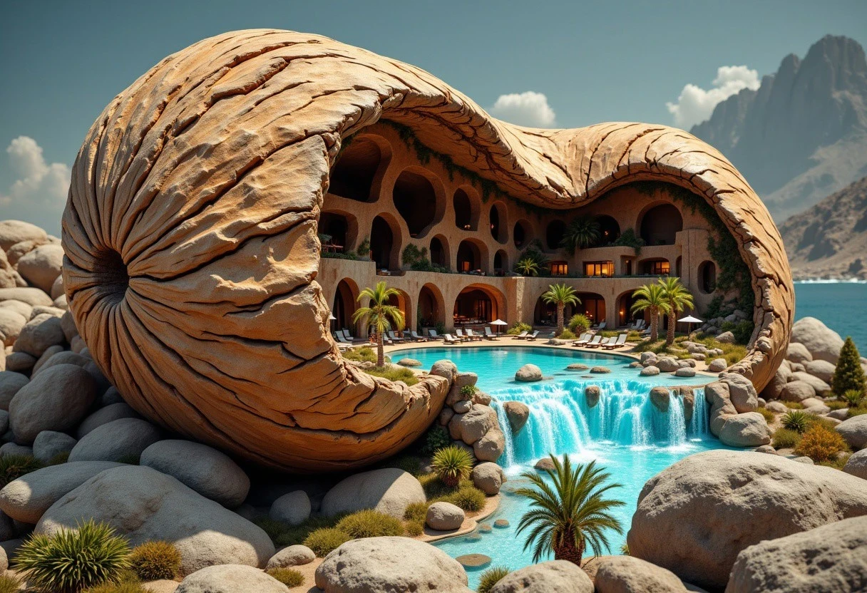 ArtStation - Unique House Nestled in a Giant Rock Formation with Waterfall