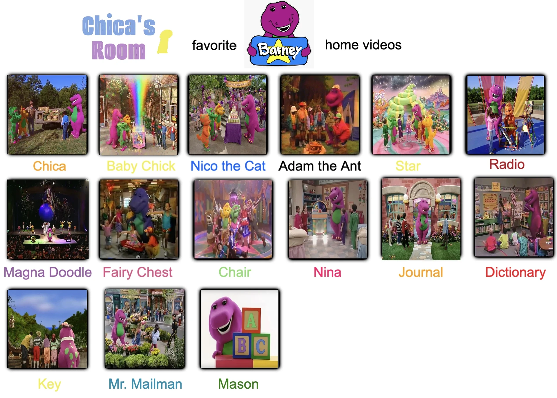 ArtStation - Chica's Room's favorite Barney home videos
