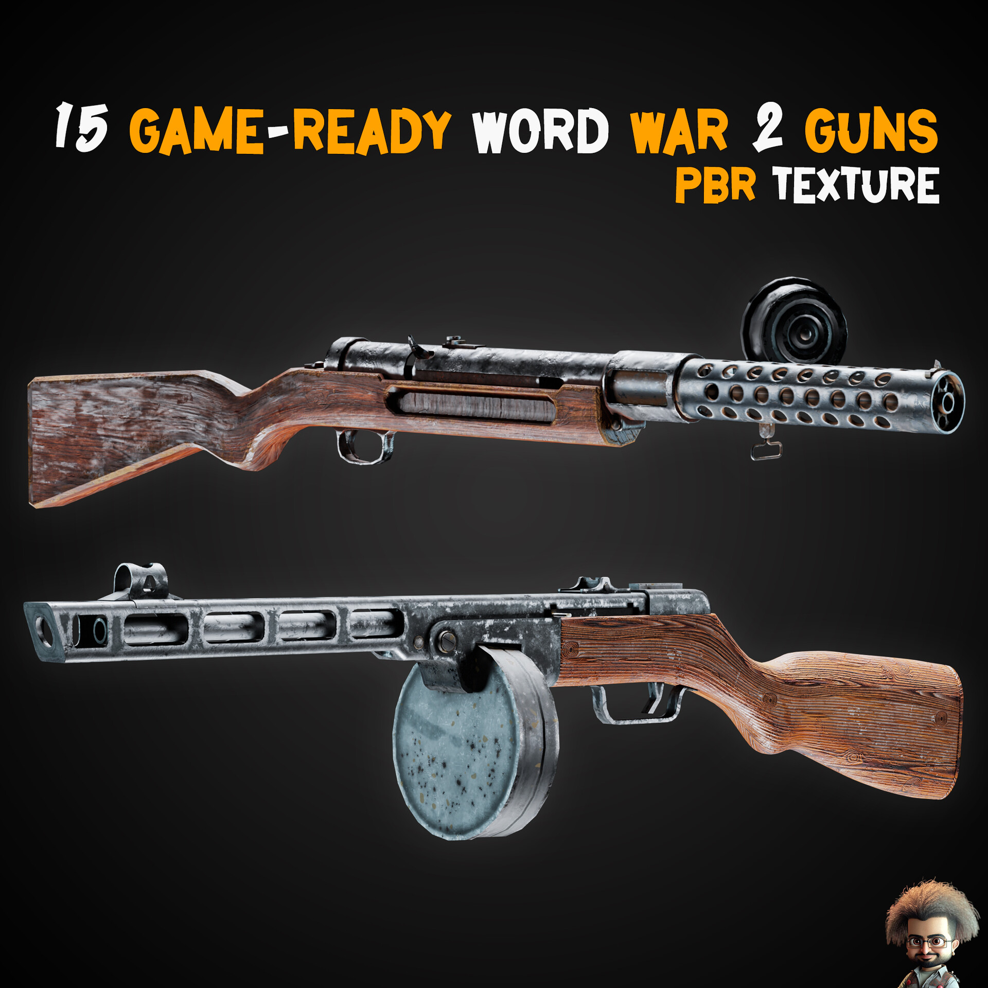 ArtStation - 15 Game-Ready Word War 2 Guns + Texture - Vol 18