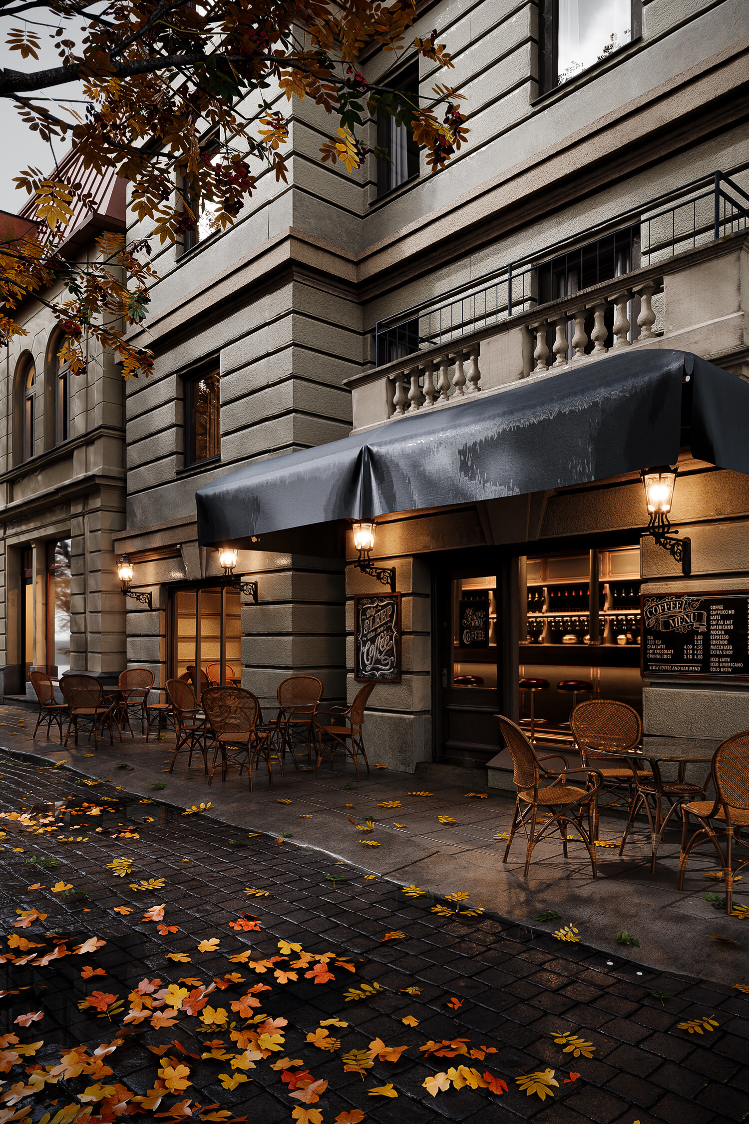 ArtStation - Exterior Render . Street cafe