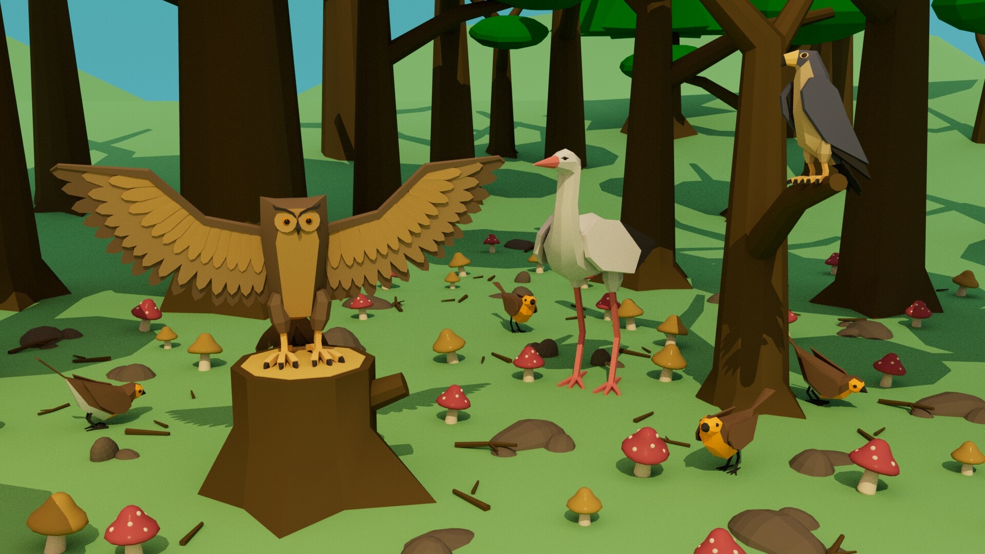 ArtStation - Low poly birds