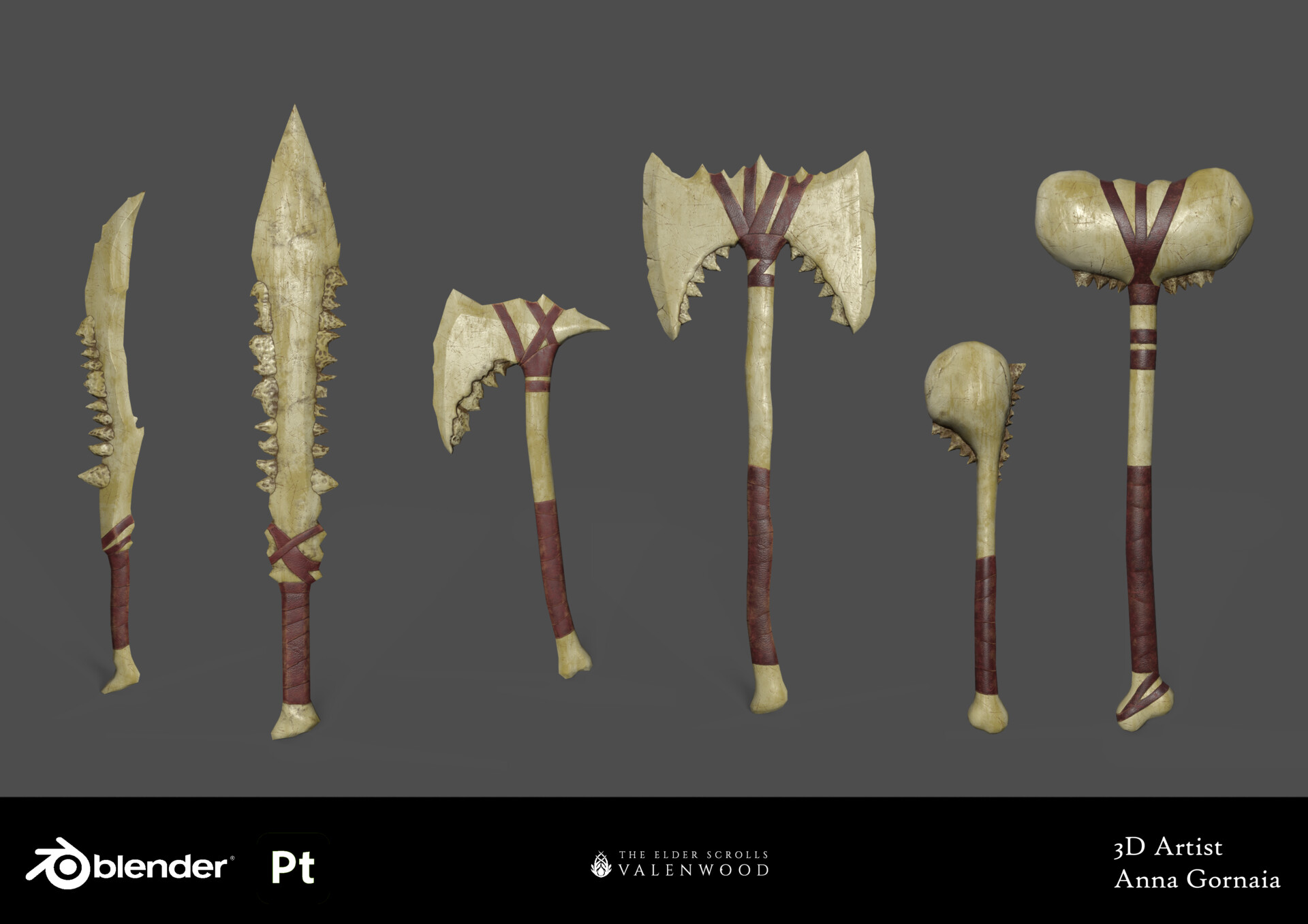 ArtStation - Bone weapons set